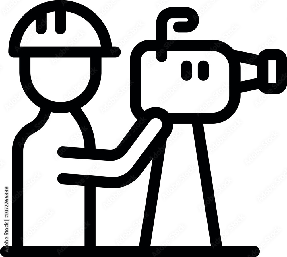 Photo & Art Print Surveyor using a theodolite, performing precise ...