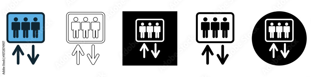 people in elevator lift vector pictogram sign icon symbol ui and ux ...