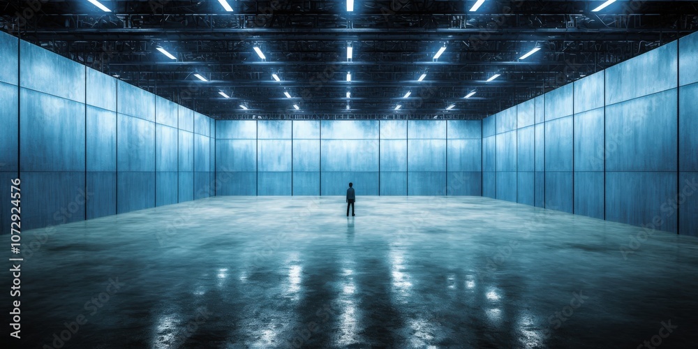 Empty warehouse with minimalist interior design. Solitude and spacious ...