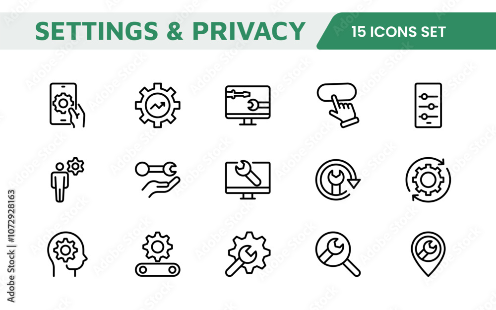 Settings & Maintenance Icon Set. Sleek and functional icons for user ...