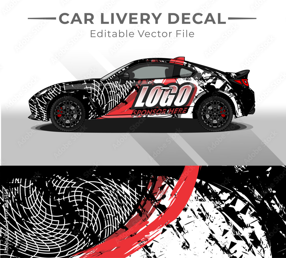 Car Livery Decal with Abstract Design Vector editable colour. Abstract ...