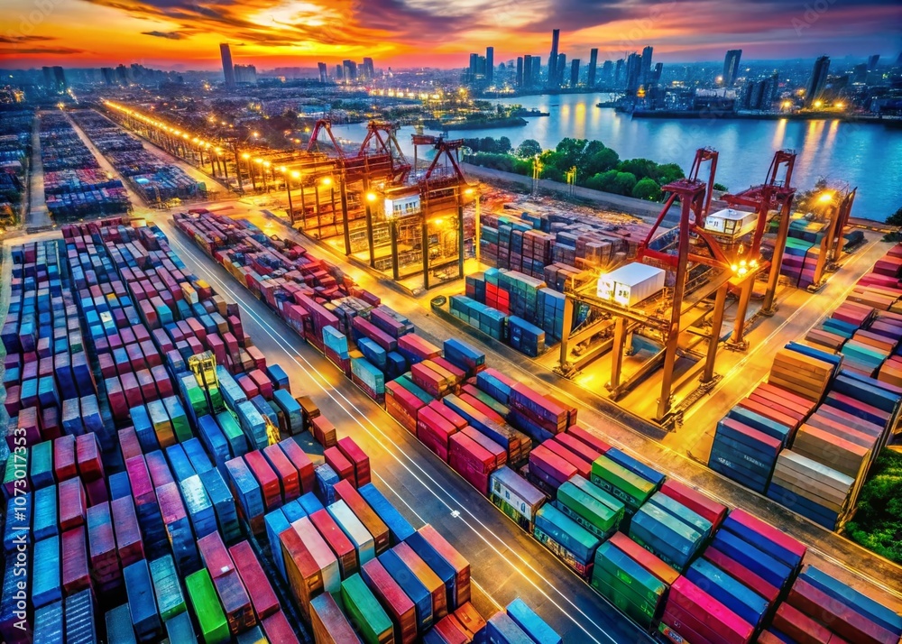 Aerial View of Reefer Shipping Container Engine Stacking at Container ... Aerial View of Reefer Shipping Container Engine Stacking at Container ...