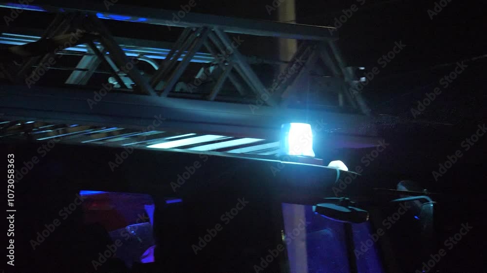 fire truck lights blue flashing beacon night emergency, fire engine ...