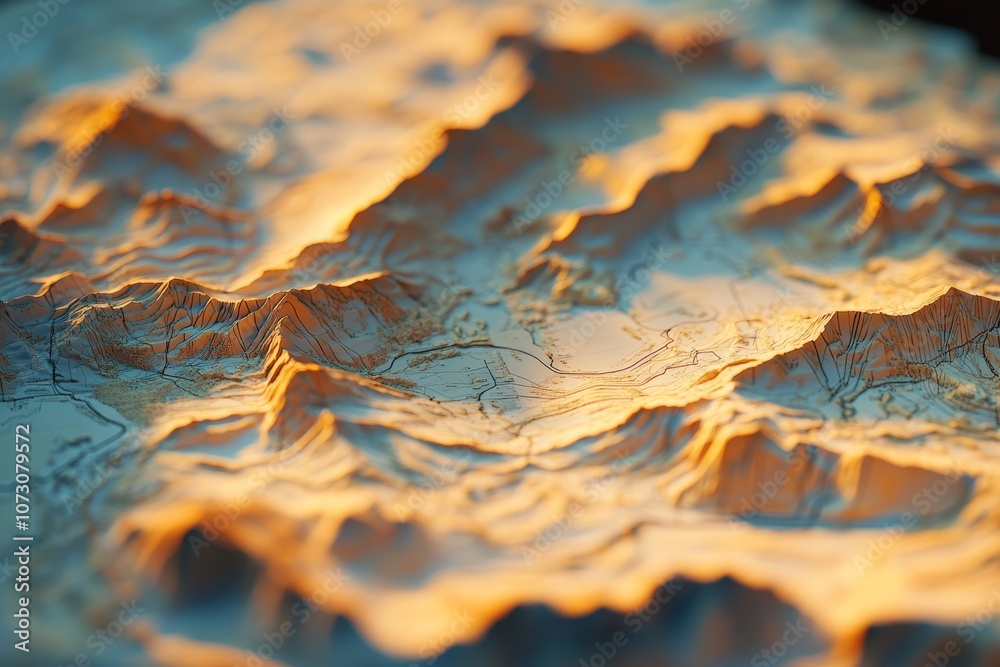 Photo & Art Print Detailed topographic terrain map featuring contour ...