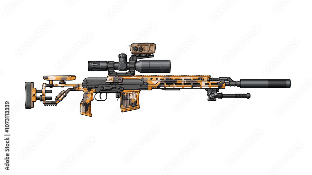 Photo & Art Print camouflaged upgraded Russian SVD sniper Rifle with ...