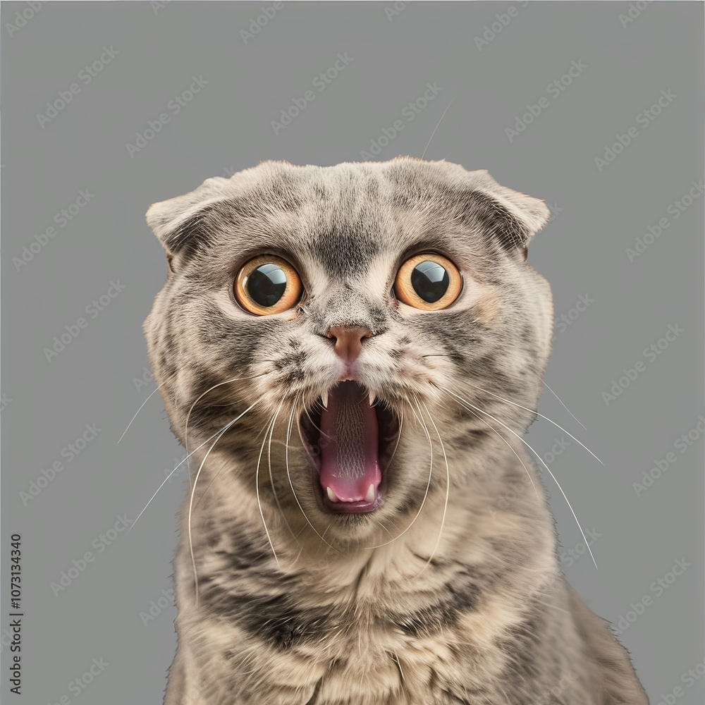 This quirky cat displays an unexpected blend of surprise and anger with ...