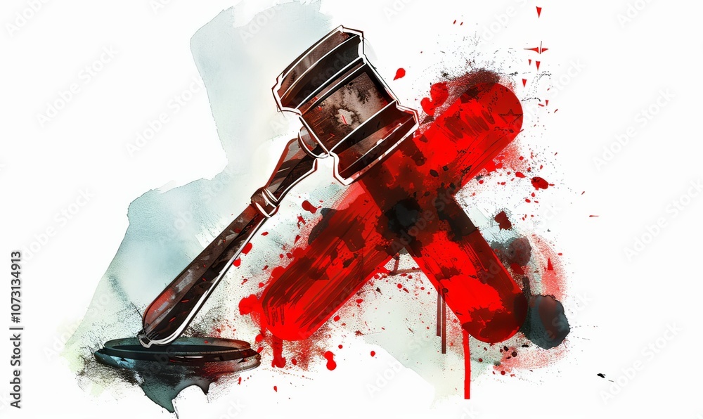 A powerful gavel strikes down on a glowing red X, representing the ...