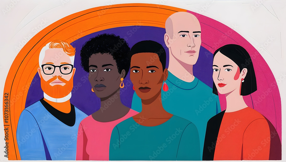DEIB, Equity, Diversity, Belonging Illustration of a large, diverse ...