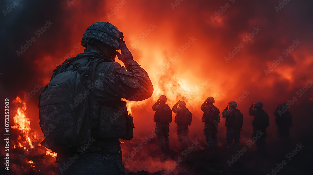 A group of special forces soldiers saluting each other in the ...