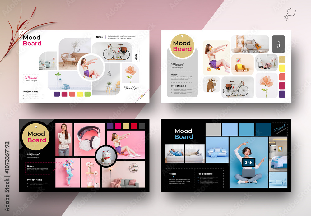 Clean & Easy Mood Board Layout With Dark & Light Accents Stock Template ...