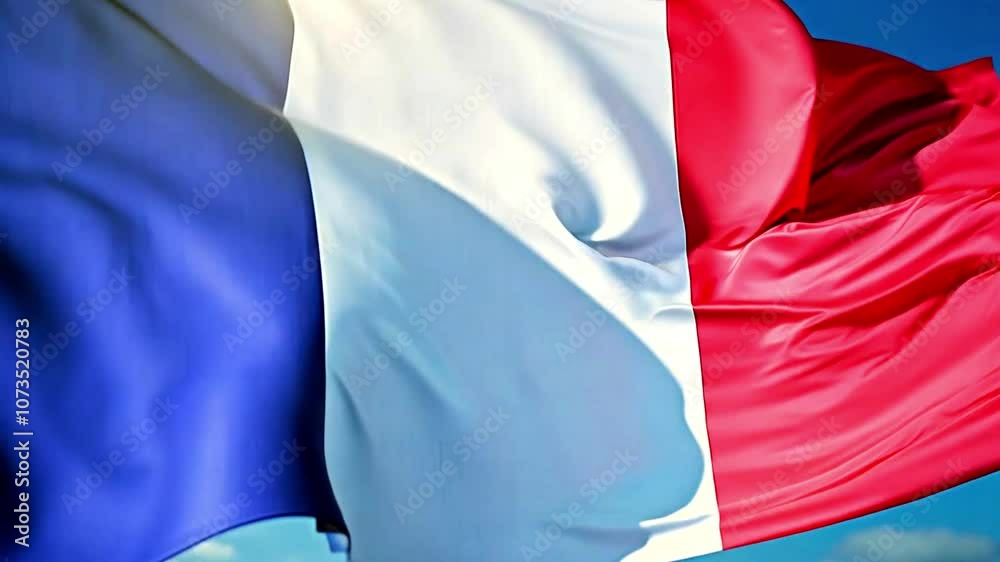 France flag waving animation, perfect looping, 4K video background ...