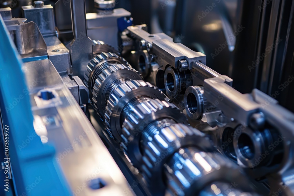 Detailed Close-Up of a Diesel Engine's Camshaft and Timing Gears ...