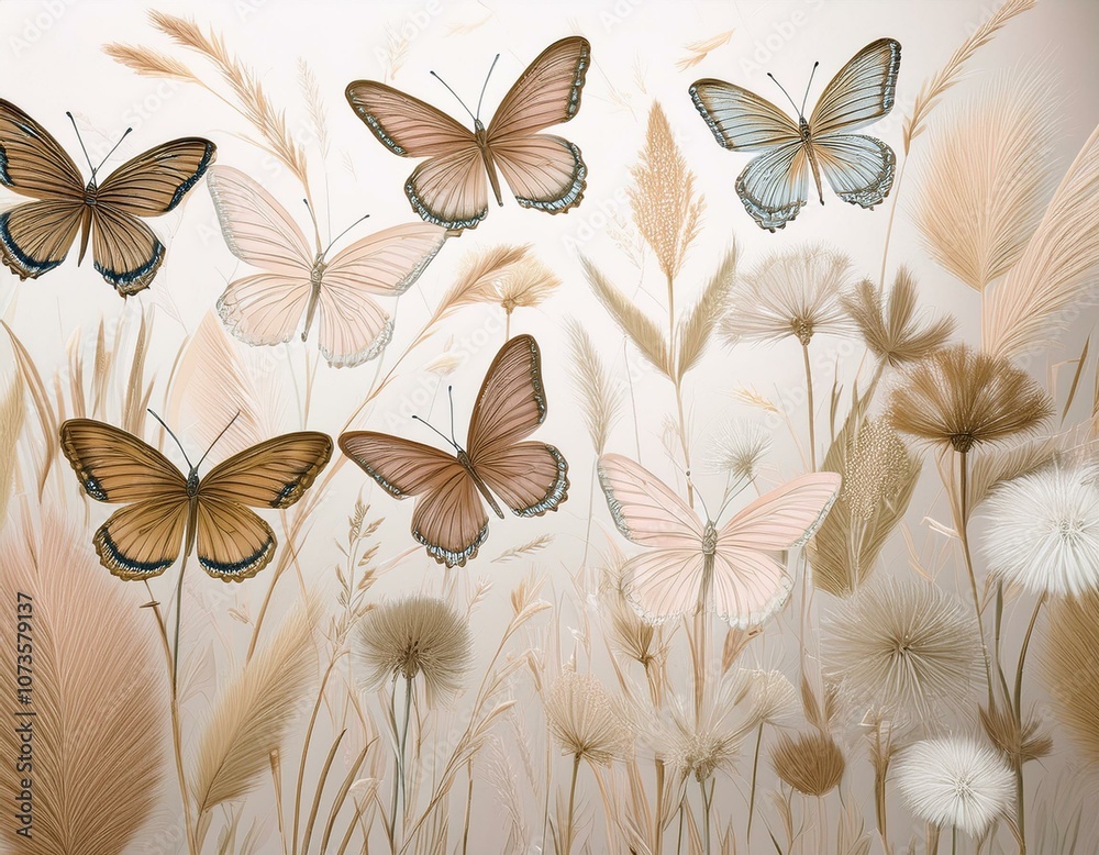 Butterfly pattern with a prairie aesthetic in muted tones, ideal for ...