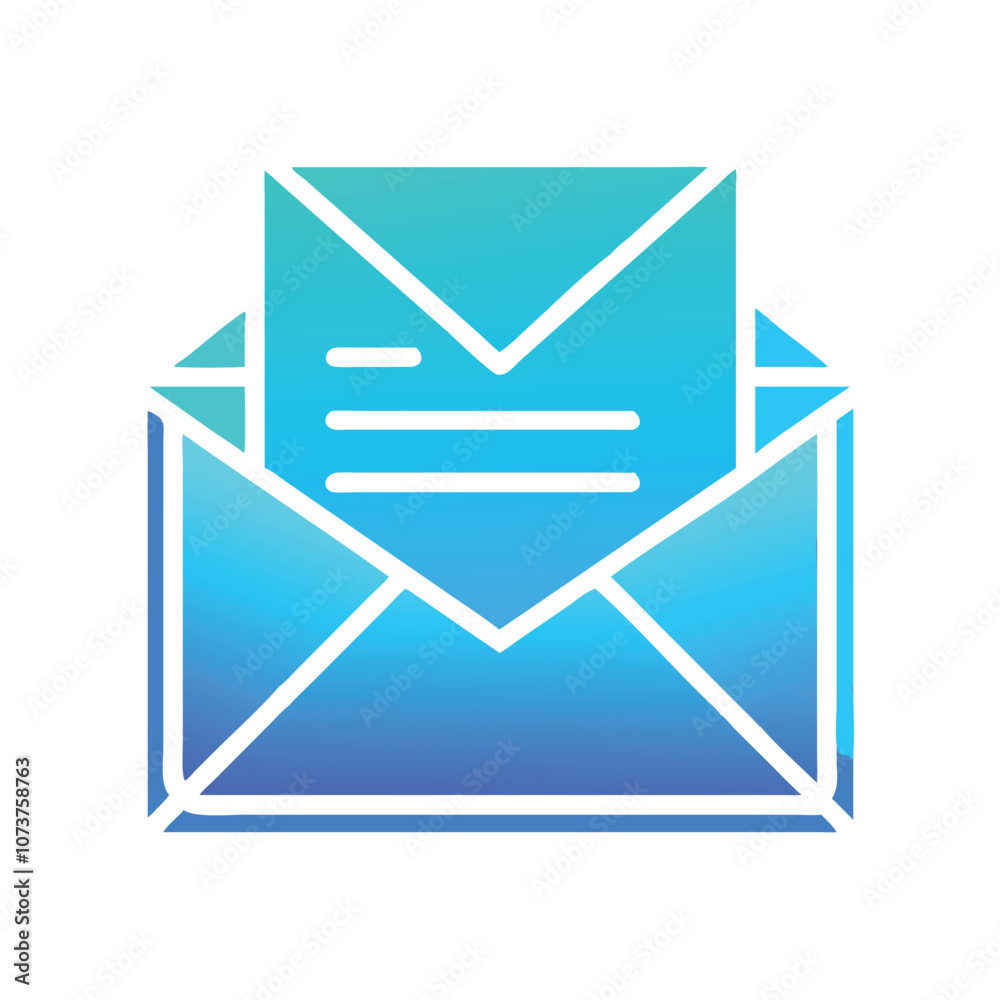 Gradient email icon with open letter insert, Vector illustration of an ...