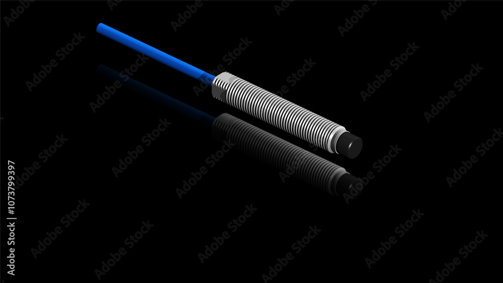 Technical illustration showing an eddy-current proximity probe on a ...