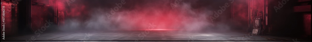 Dark empty stage with spotlight. Smoke drifts across the stage ...