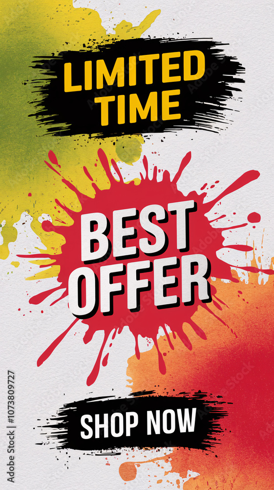Red and Yellow 'Limited Time - Best Offer - Shop Now' Sale Banner with ...
