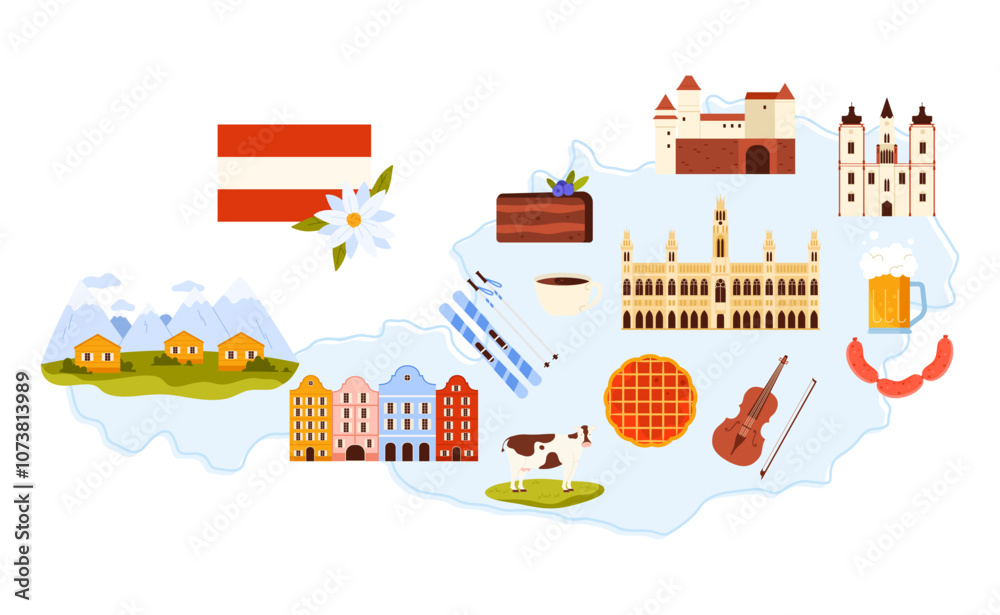 Travel to Austria, heritage landmarks and food, culture elements on ...