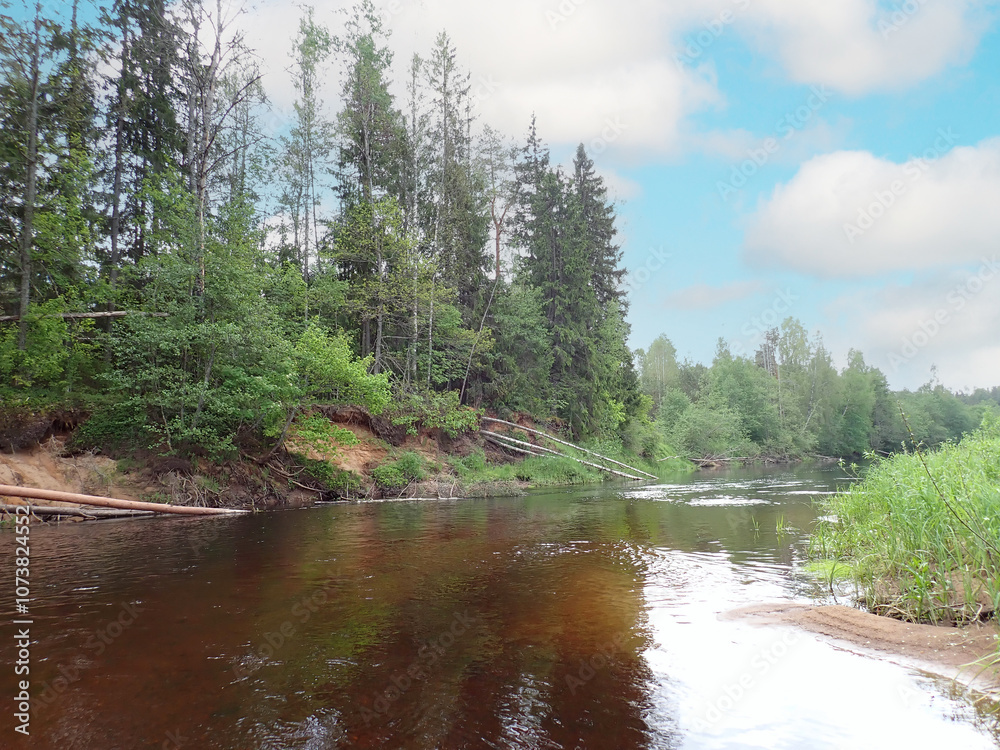 Exploring the Remote Beauty of the Upper Volga River in Russia Stock ...