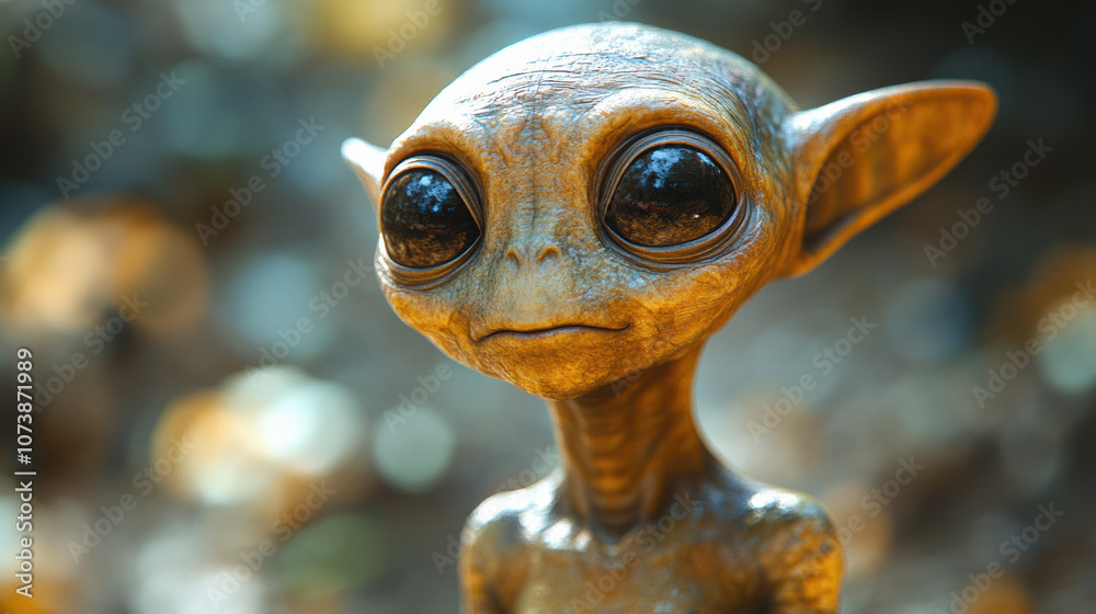 Fantasy creature with large eyes, detailed close-up, alien character ...