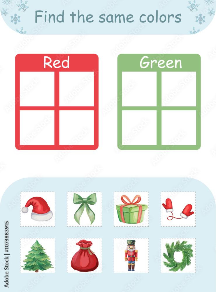 Find the same colors Christmas educational game Activity for preschool ...