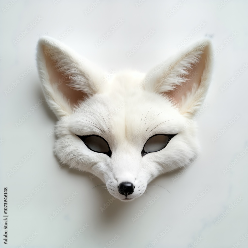 White fox fur half mask. Mask displayed on white background. Fur mask ...