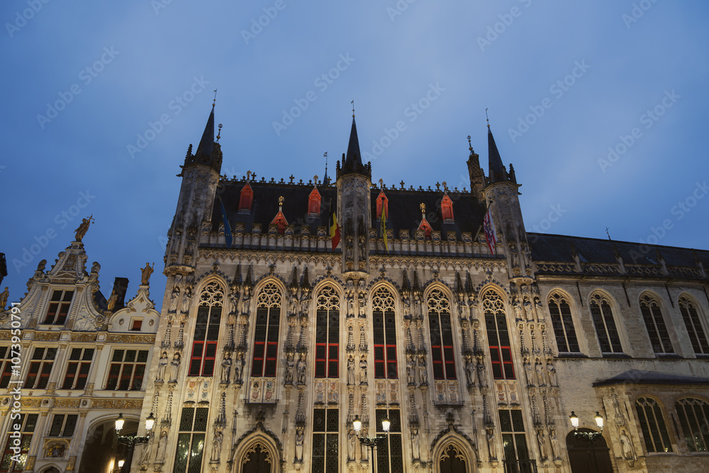 Bruges city hall, Belgium. West Flemish. West Flanders. City hall built ...