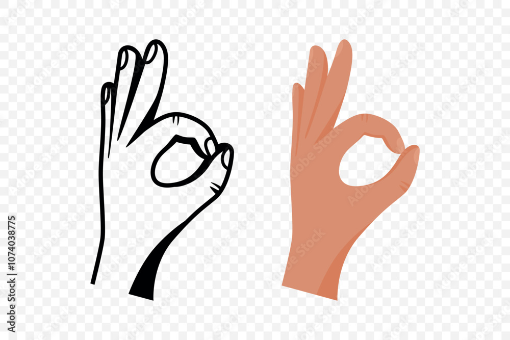 Flat Vector Cartoon Hand Gesture Showing the OK Sign with the Index ...
