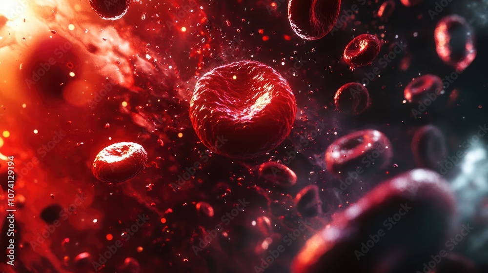 Red blood cells in the arterial bloodstream showcasing health biology ...