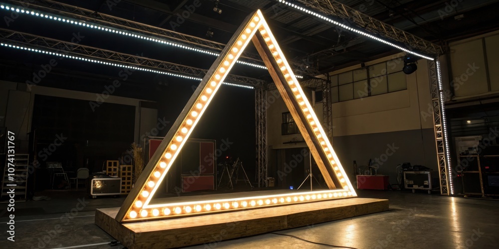 Glowing triangle border frame loading animation, neon, triangle, frame ...