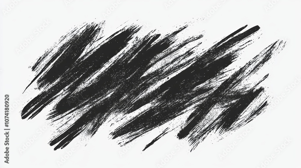 Black doodles, white background, vector illustration, brush strokes ...
