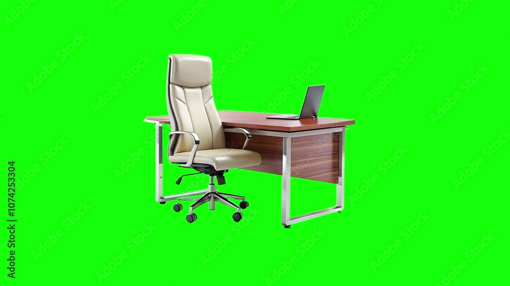 Office chair table desk green screen animation motion graphic with ...