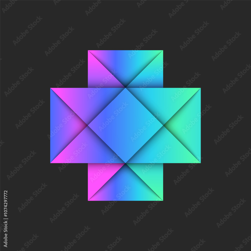 Cross shape logo geometric shapes triangles and rhombus with sharp ...