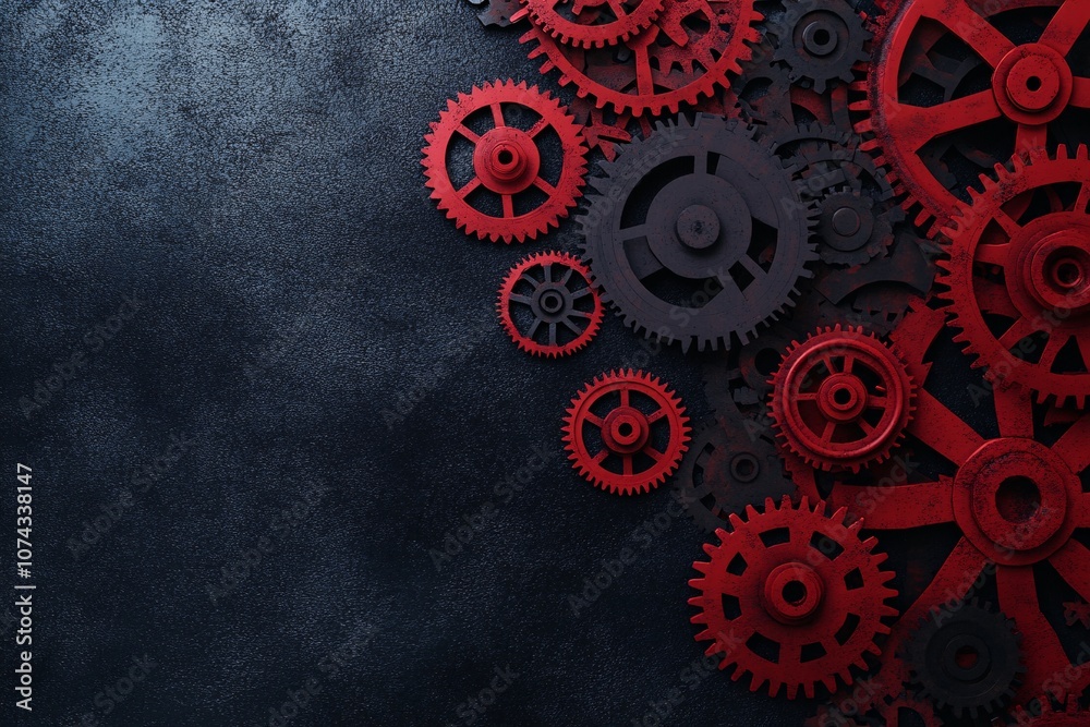 Red and Black Gears on a Dark Background: A Mechanical Masterpiece ...