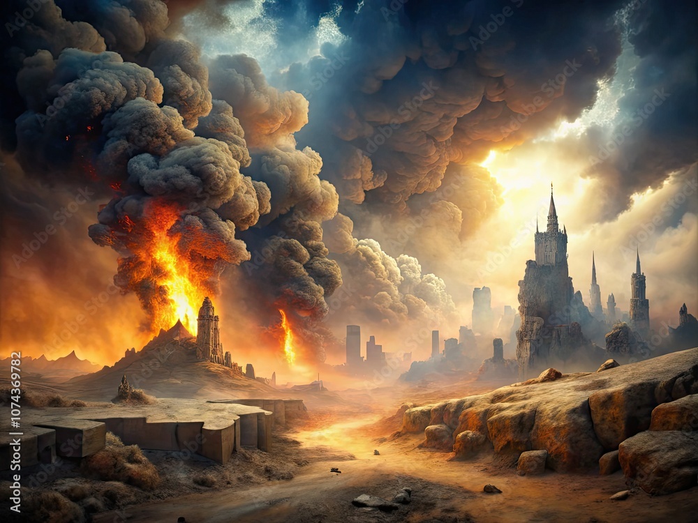 Minimalist Photography of Sodom and Gomorrah: A Biblical Scene of ...