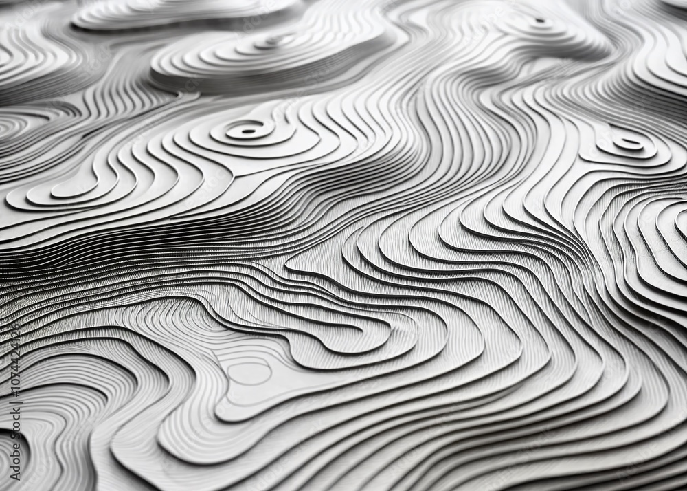 Abstract Topographic Contours Map Background in Black and White ...