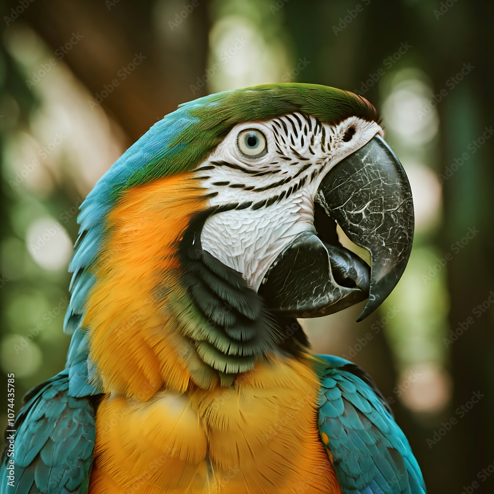 Vibrant blue-and-gold macaw portrait. Stunning detail and color make ...