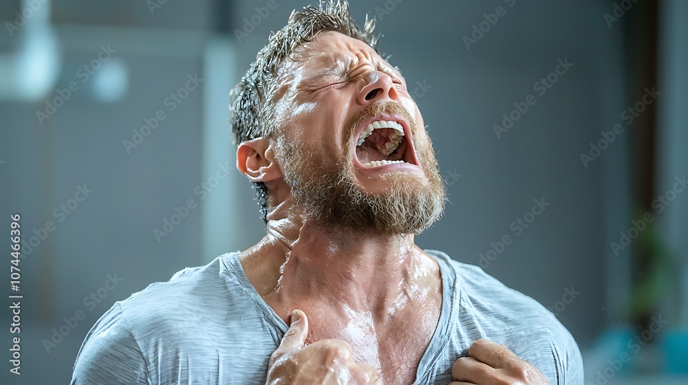 The man was consumed by overwhelming emotions, his heart pounding in ...