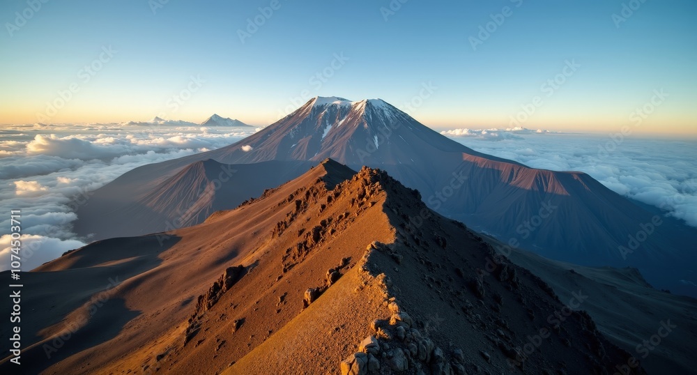 Mount Kilimanjaro, Tanzania, iconic snow-capped peak rising above the ...