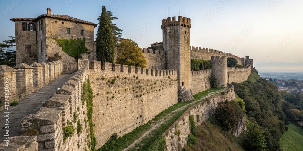 Majestic Medieval Castle Wall - Ancient Fortress Architecture ...