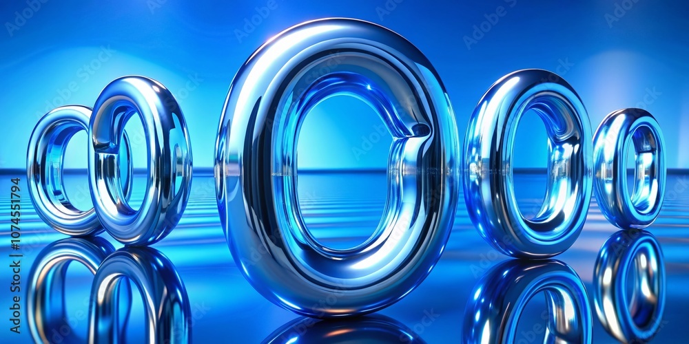 Surreal Chrome Number Display: Zero to Nine in Blue Texture for Events ...