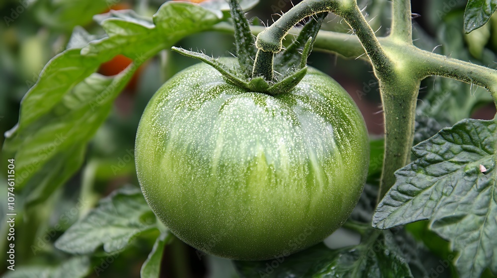 A close-up of a genetically modified tomato plant, showing its enhanced ...