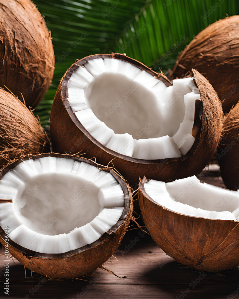 pile of coconuts, fresh coconuts, tropical coconuts, whole coconuts ...