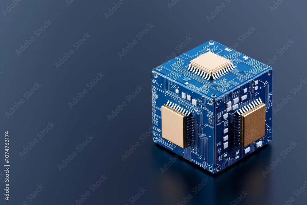 An AI-derived SSD board. Bright box. Shiny square. Light geometry ...