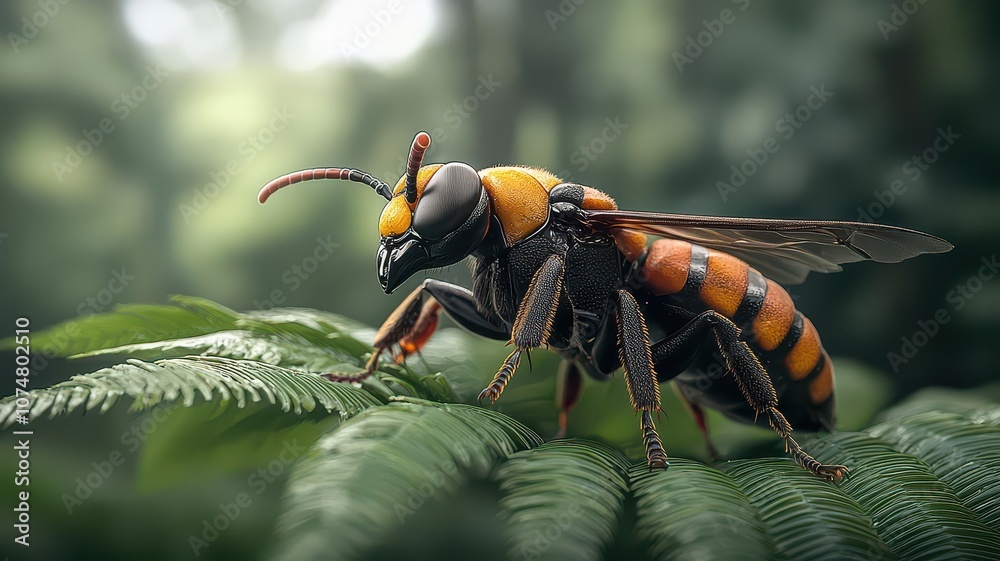 Poisonous Asian Giant Hornet on Flower Giant hornet pollinating but ...