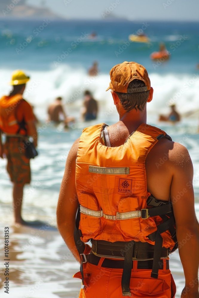 Maritime patrol ensuring beach safety, protecting swimmers and ...