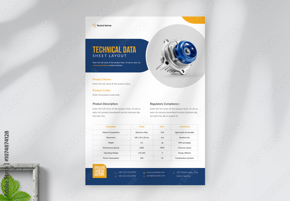 Technical Data Sheet Template Stock Template | Adobe Stock