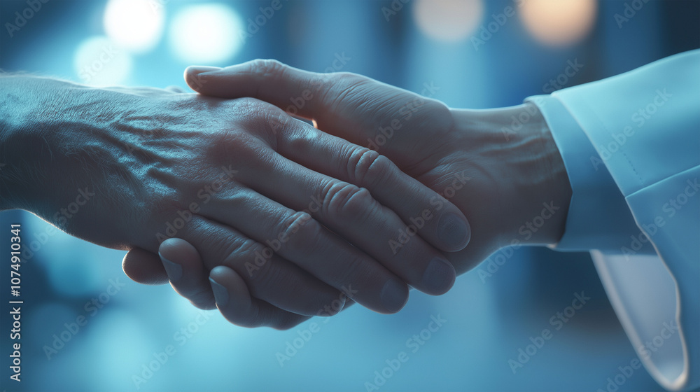 Doctor in hospital shaking hands with patient. Health care visit to ...