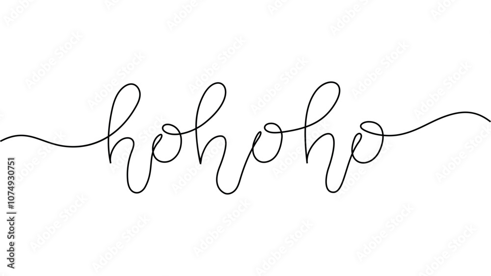 hohoho lettering in line art style, black continuous line isolated on ...