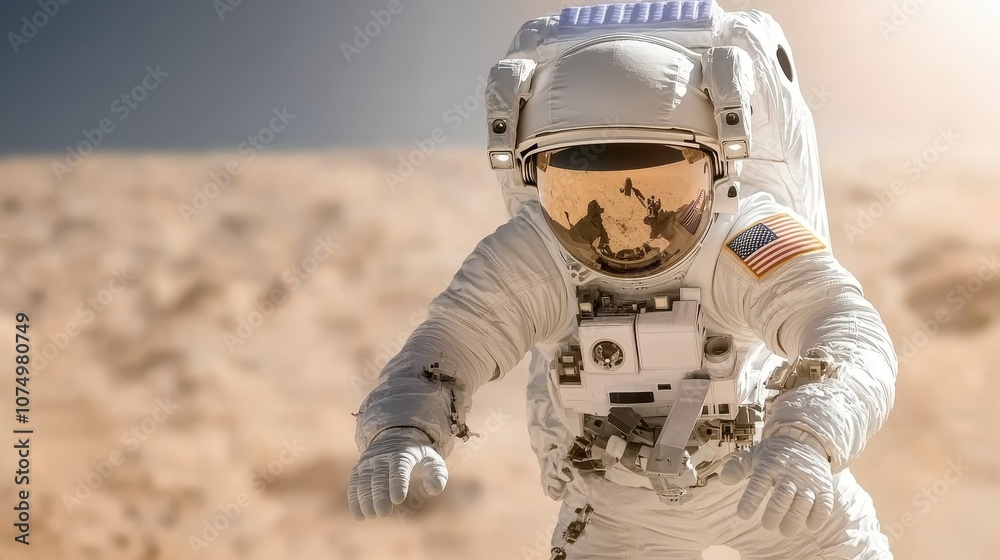 A single astronaut practicing hand gestures in zero gravity for ...
